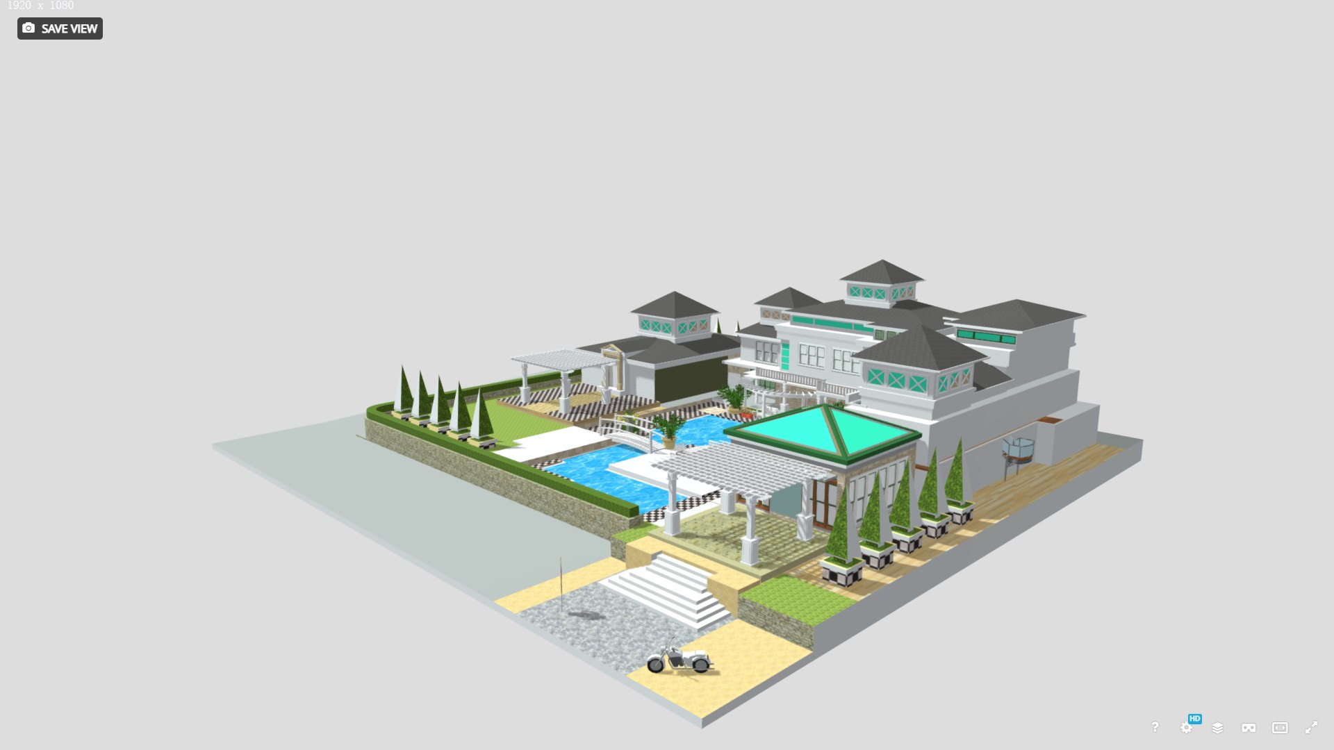 3D Luxury Hotel Garden Kit Set Modern Resort Space Modular System 3D ...