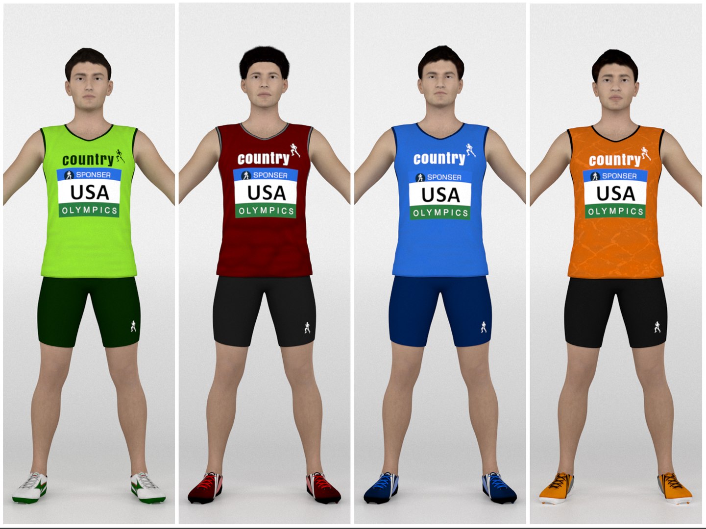 3D Athletic Runners 4 In 1 - TurboSquid 2323073