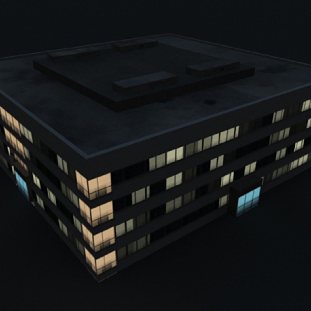 3d Industrial Building Night Model