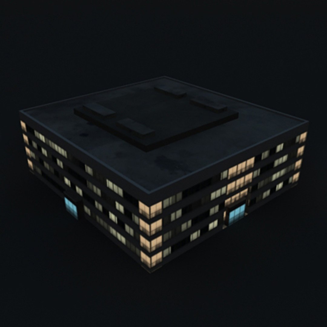 3d Industrial Building Night Model