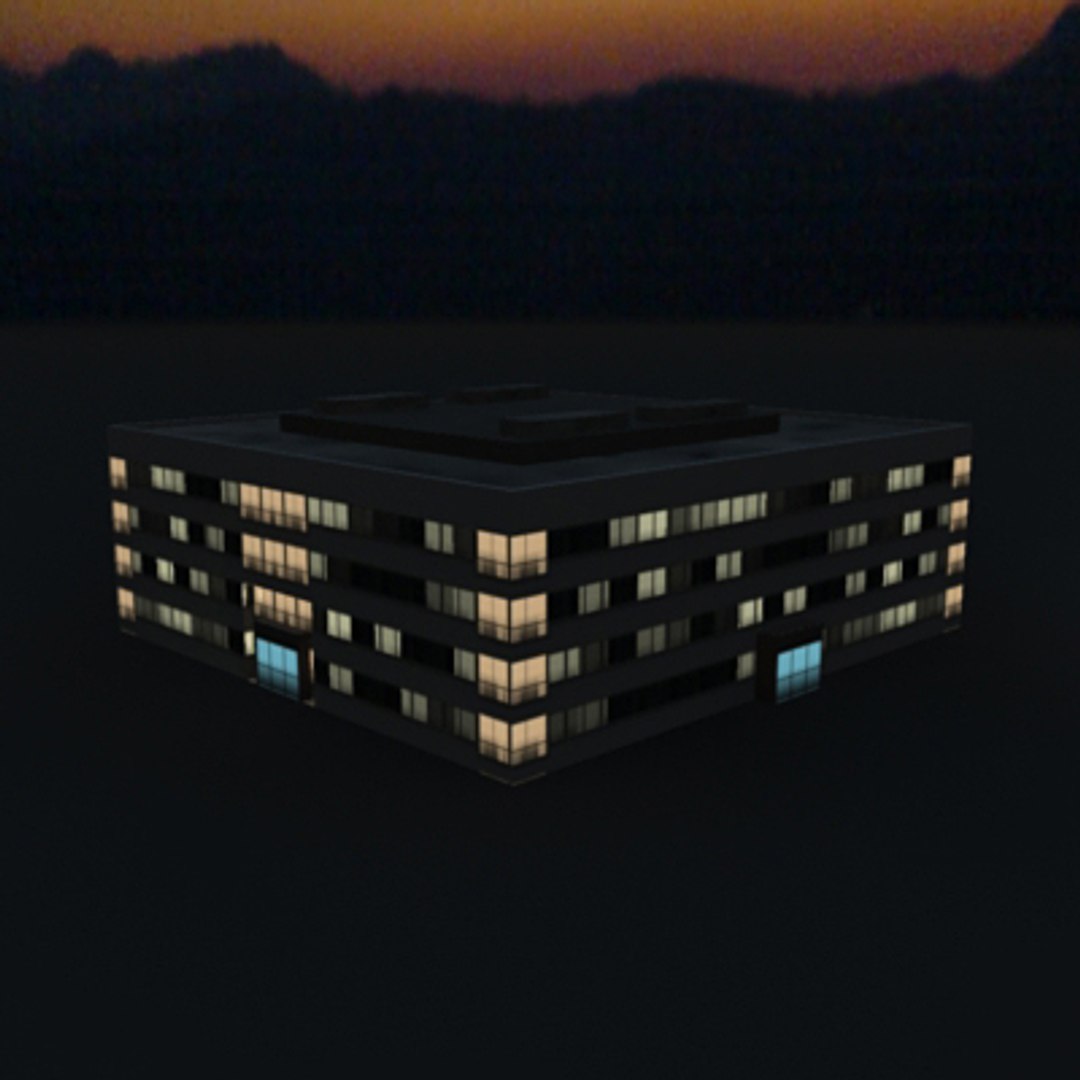 3d Industrial Building Night Model