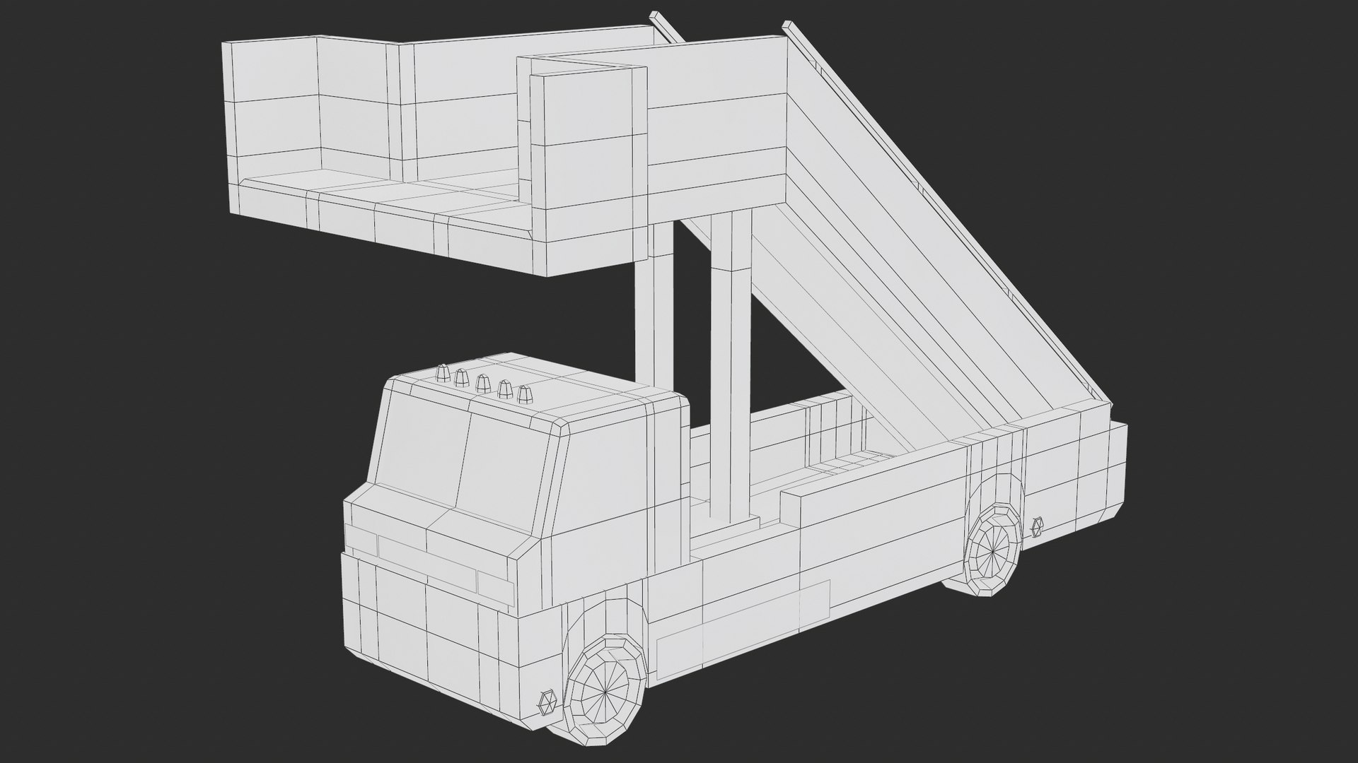 3D Cartoon Stairs Truck 12 Lowpoly Airport Vehicle PBR Model ...