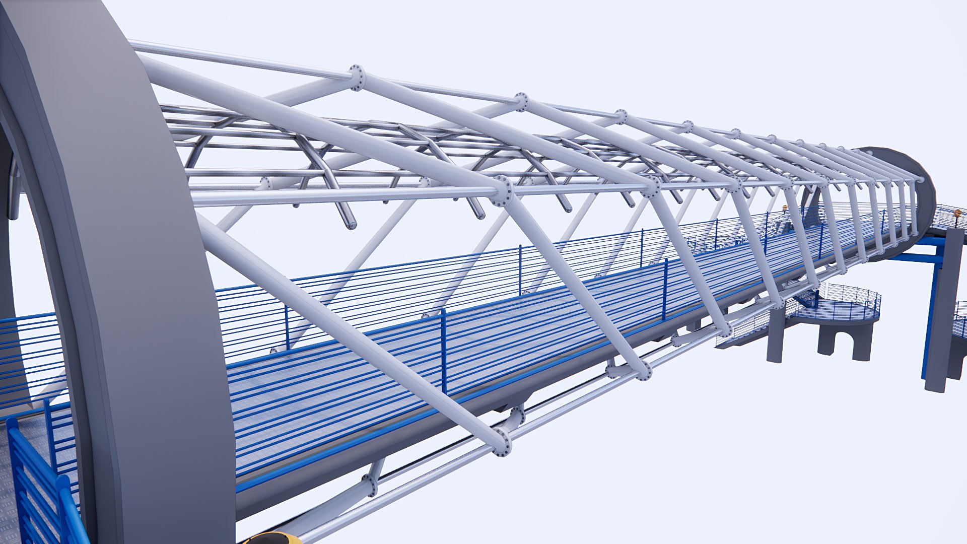 3D Model Pedestrian Bridge Street 3d Model - TurboSquid 2220090