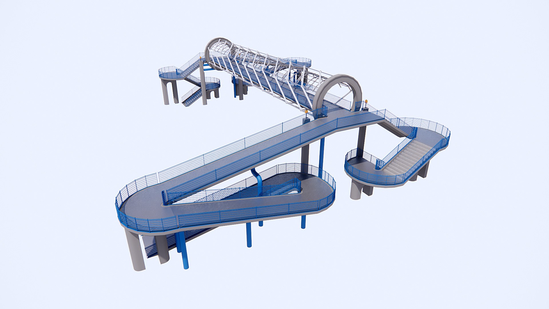 3D Model Pedestrian Bridge Street 3d Model - TurboSquid 2220090