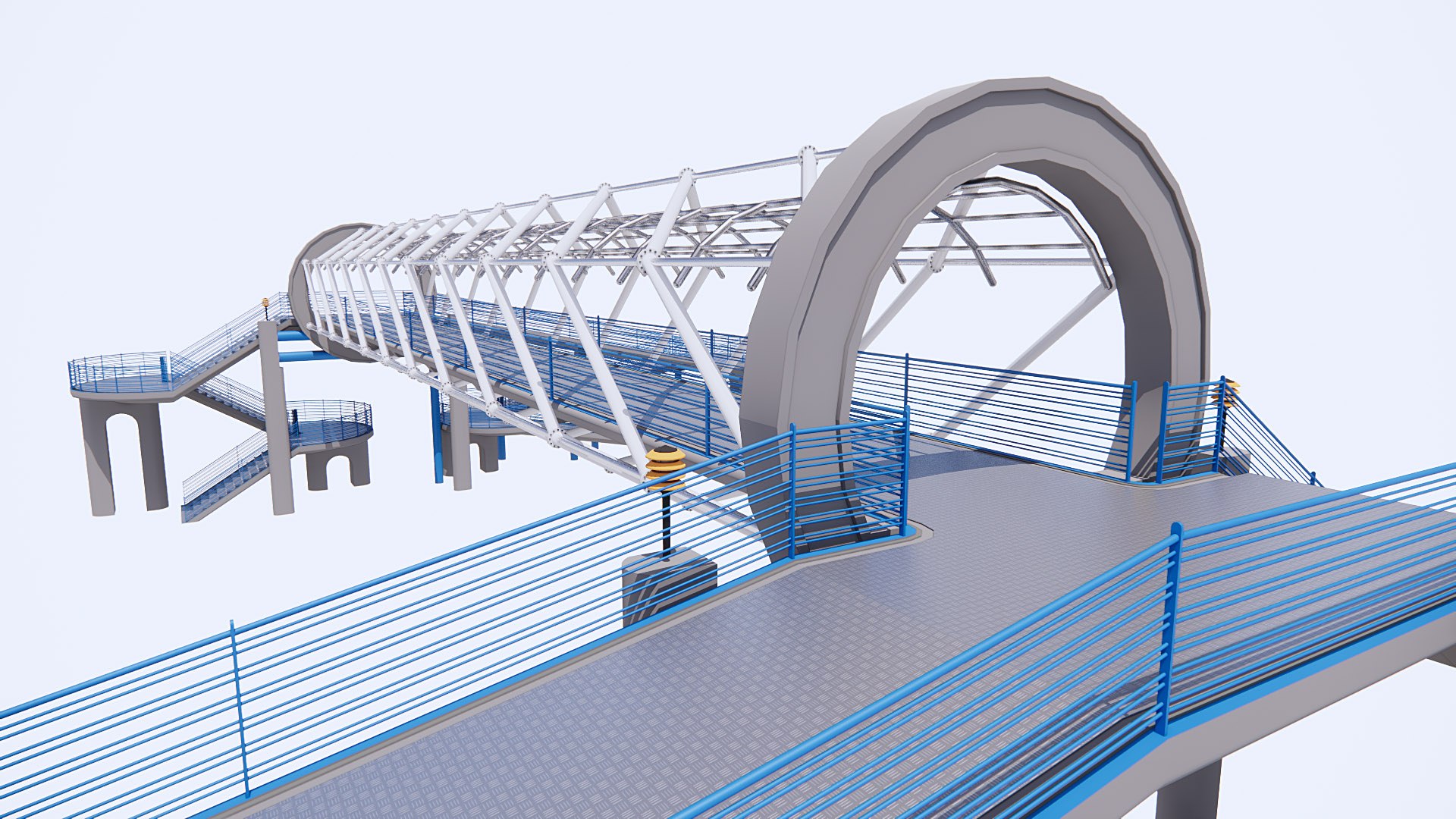 3D Model Pedestrian Bridge Street 3d Model - TurboSquid 2220090