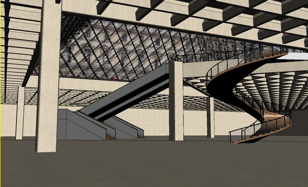 3d model of pyramid louvre