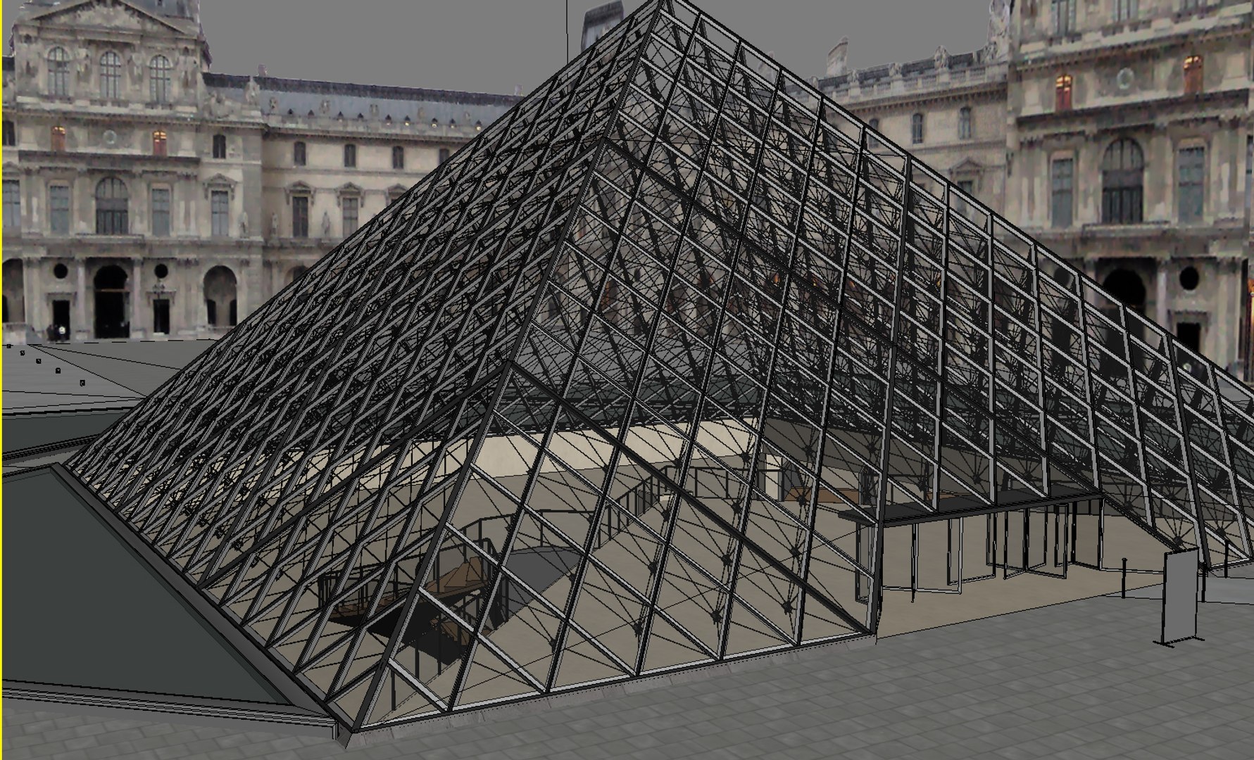 3d Model Of Pyramid Louvre