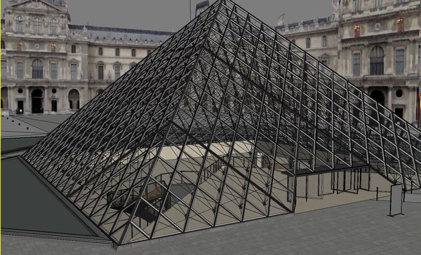 3d model of pyramid louvre
