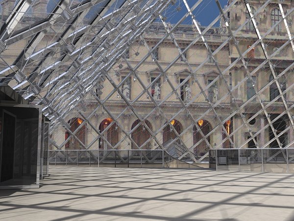 3d model of pyramid louvre