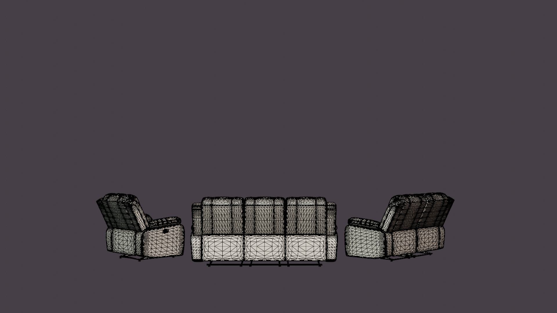 Norbo Sofa Group 3 Seater 2 Seater Armchair Artificial Leather Black 3D ...