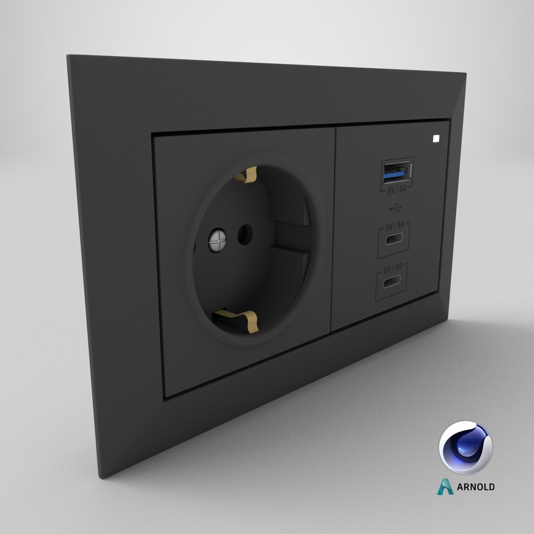 AC And USB Wall Socket 3D Model - TurboSquid 1810640