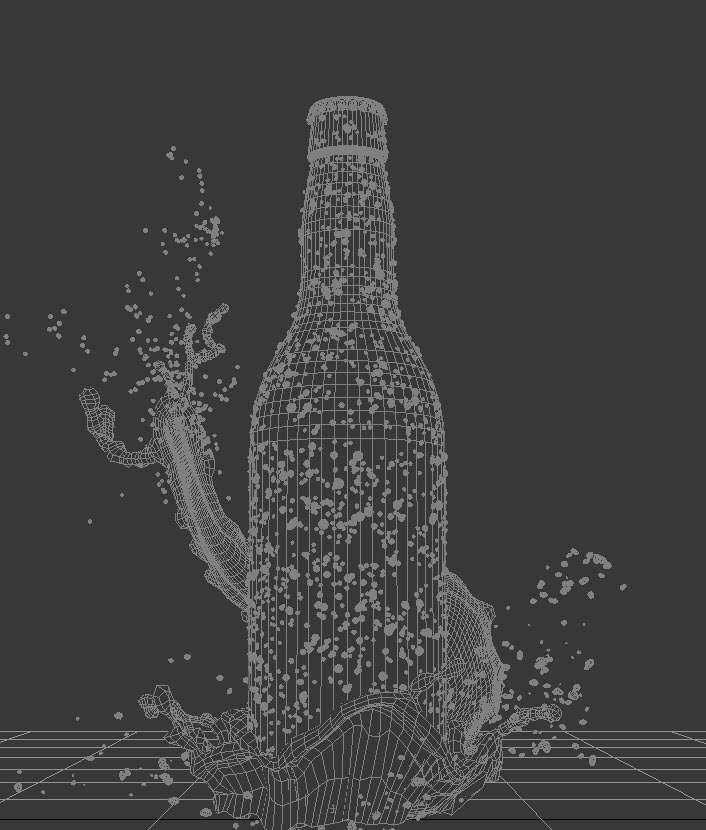 beer bottle splash 3d model