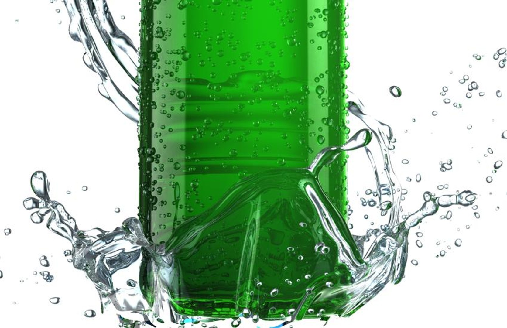 Beer Bottle Splash 3d Model