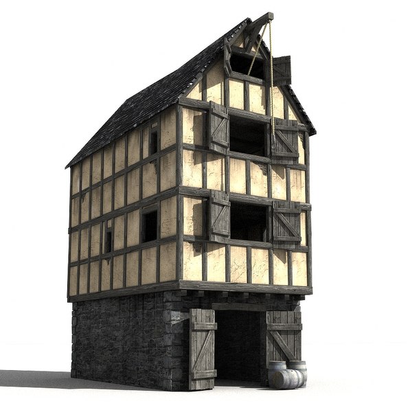3d medieval townbuilding model