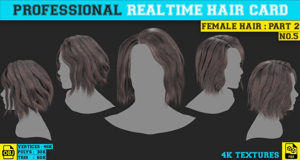 Professional Realtime Haircard - Female Hair Part 2 - No5 3D 모델 ...