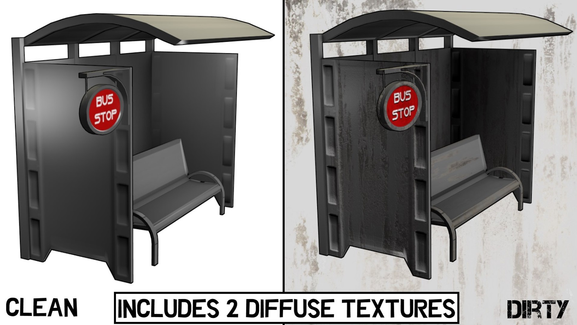 Bus Stop Bench Sign Model | 1144170 | TurboSquid