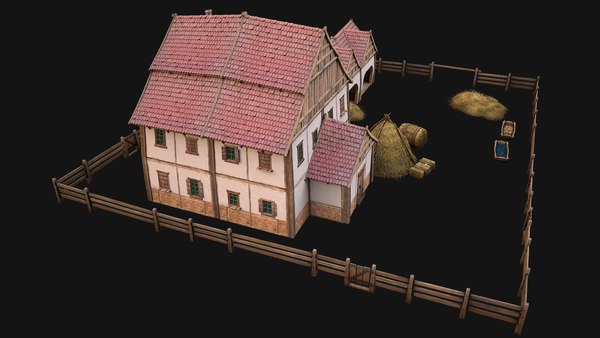 modelo 3d Casa de campo medieval con establo - TurboSquid 2212060
