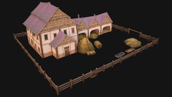 modelo 3d Casa de campo medieval con establo - TurboSquid 2212060