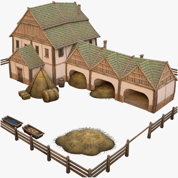 modelo 3d Casa de campo medieval con establo - TurboSquid 2212060