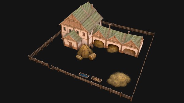 modelo 3d Casa de campo medieval con establo - TurboSquid 2212060