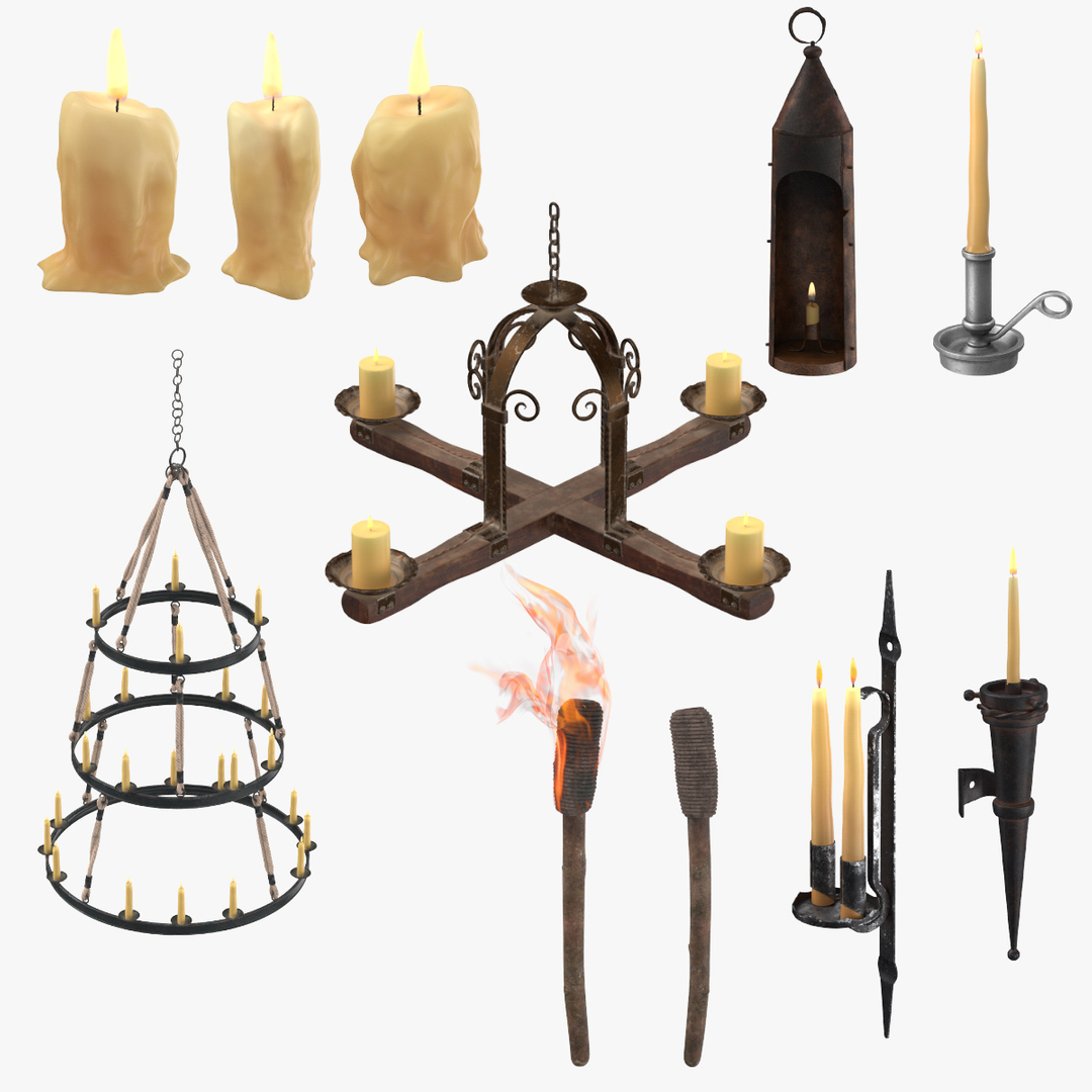 medieval lighting set 3d model