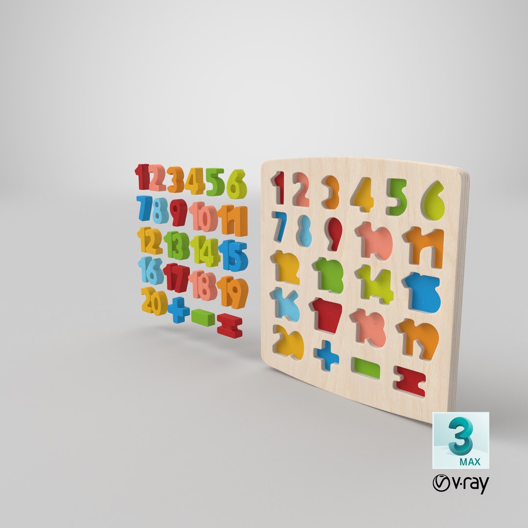 Wood puzzle numbers 3D - TurboSquid 1608191
