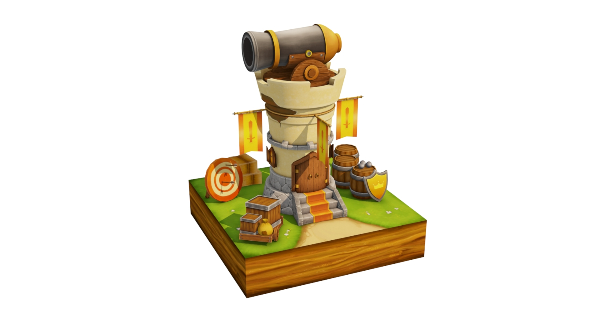 3D Fantasy Cannon Tower - TurboSquid 1155306