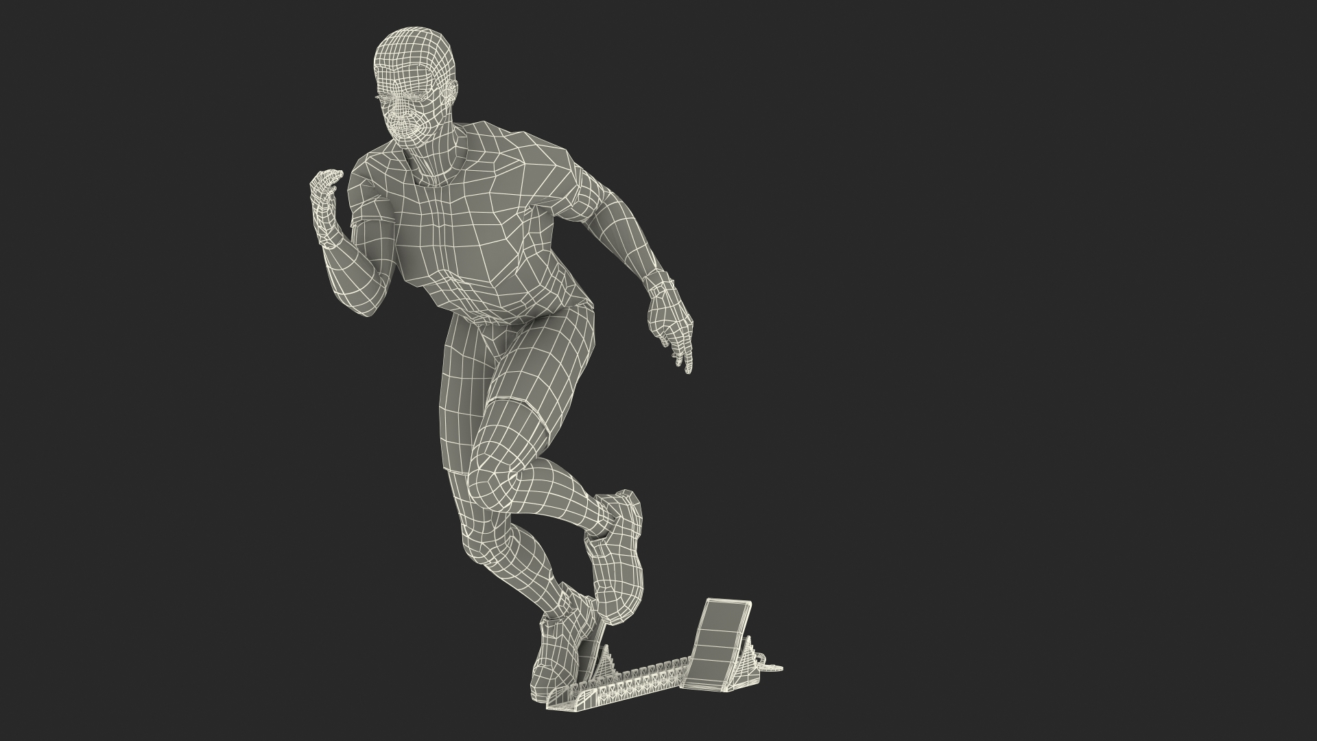 Light Skin Black Sportsmen with Starting Block Rigged 3D model ...