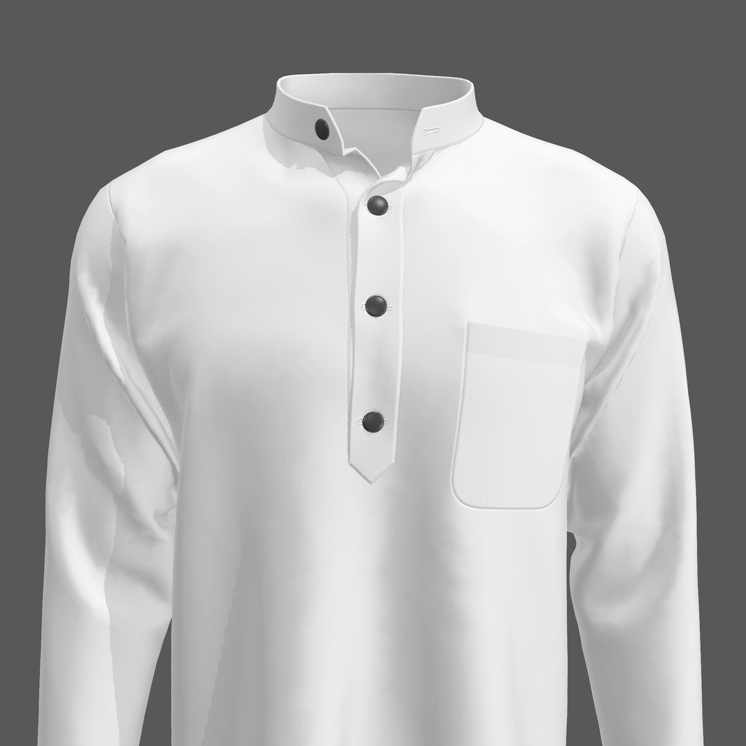 3D Men Kurta Qamees - TurboSquid 1486041