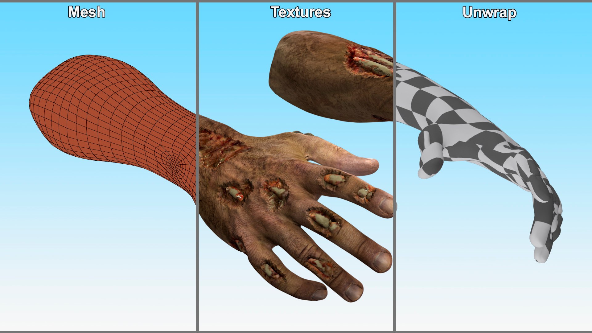 3D Realistic Zombie Hands Model - TurboSquid 2335594