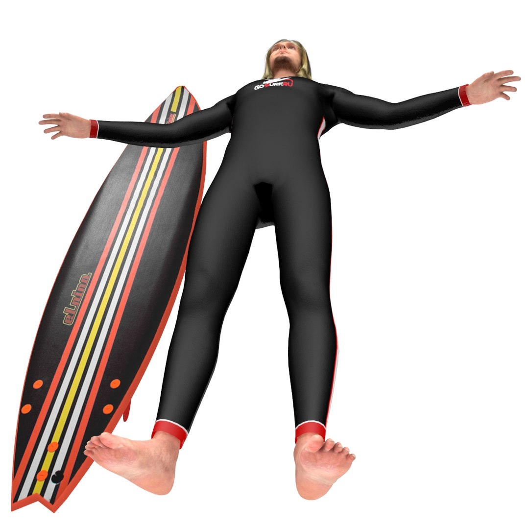 Surfer Surfing Man 3D Model - TurboSquid 1282758