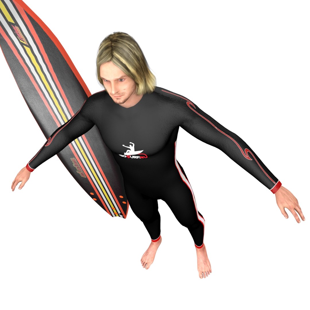 Surfer Surfing Man 3D Model - TurboSquid 1282758