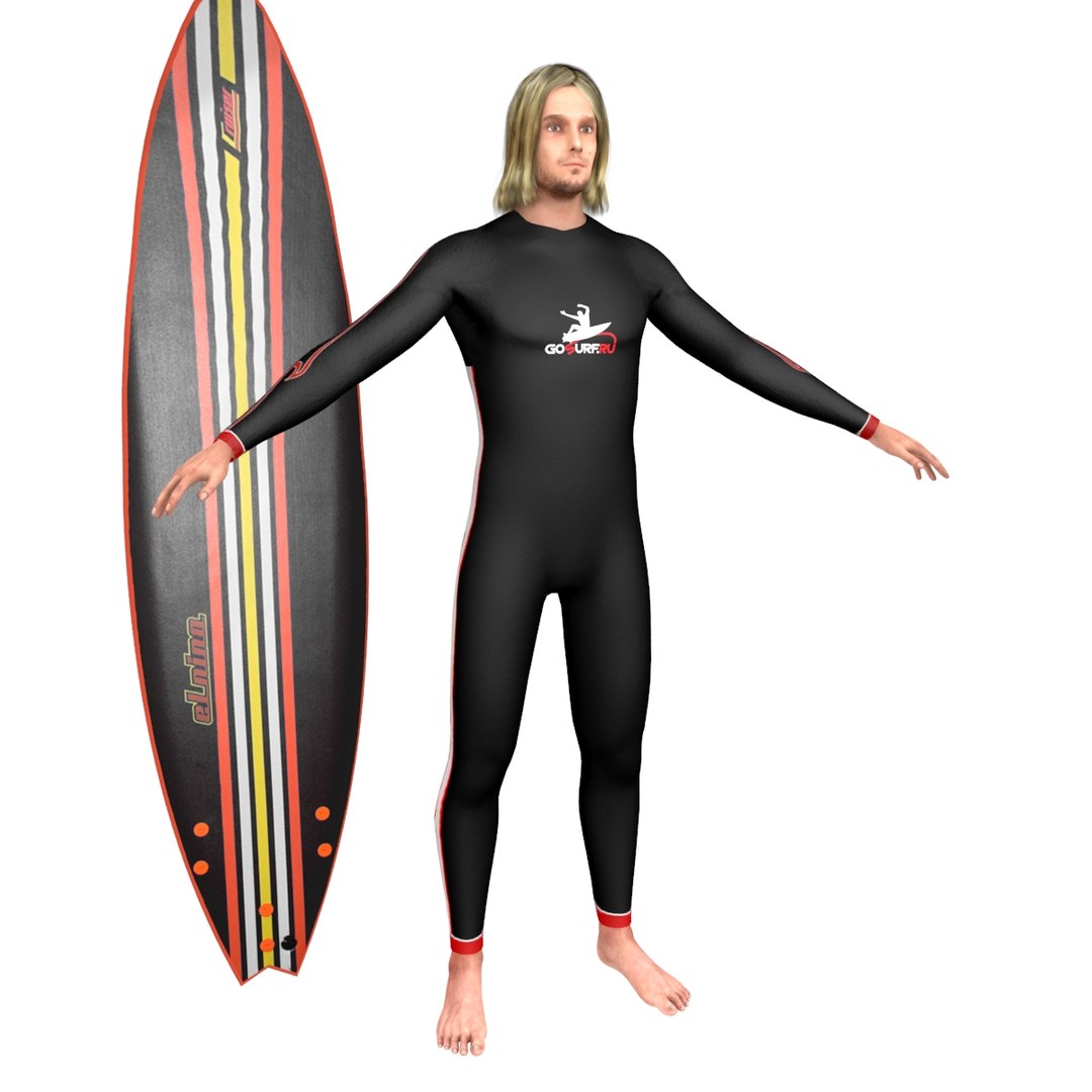 Surfer surfing man 3D model - TurboSquid 1282758