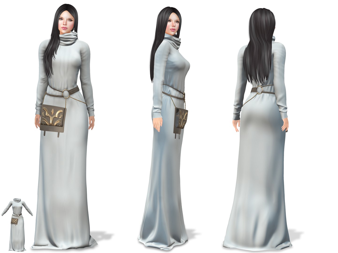 3D Female Space Monk Robe With Optional Book Belt Accessory ...