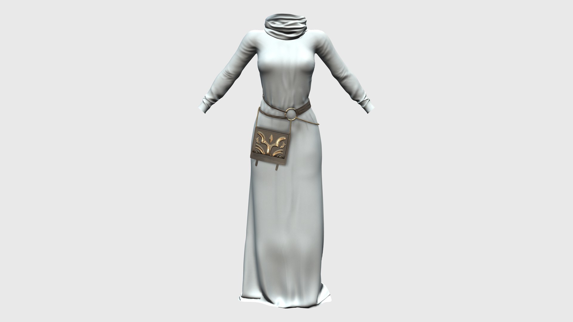3D Female Space Monk Robe With Optional Book Belt Accessory ...
