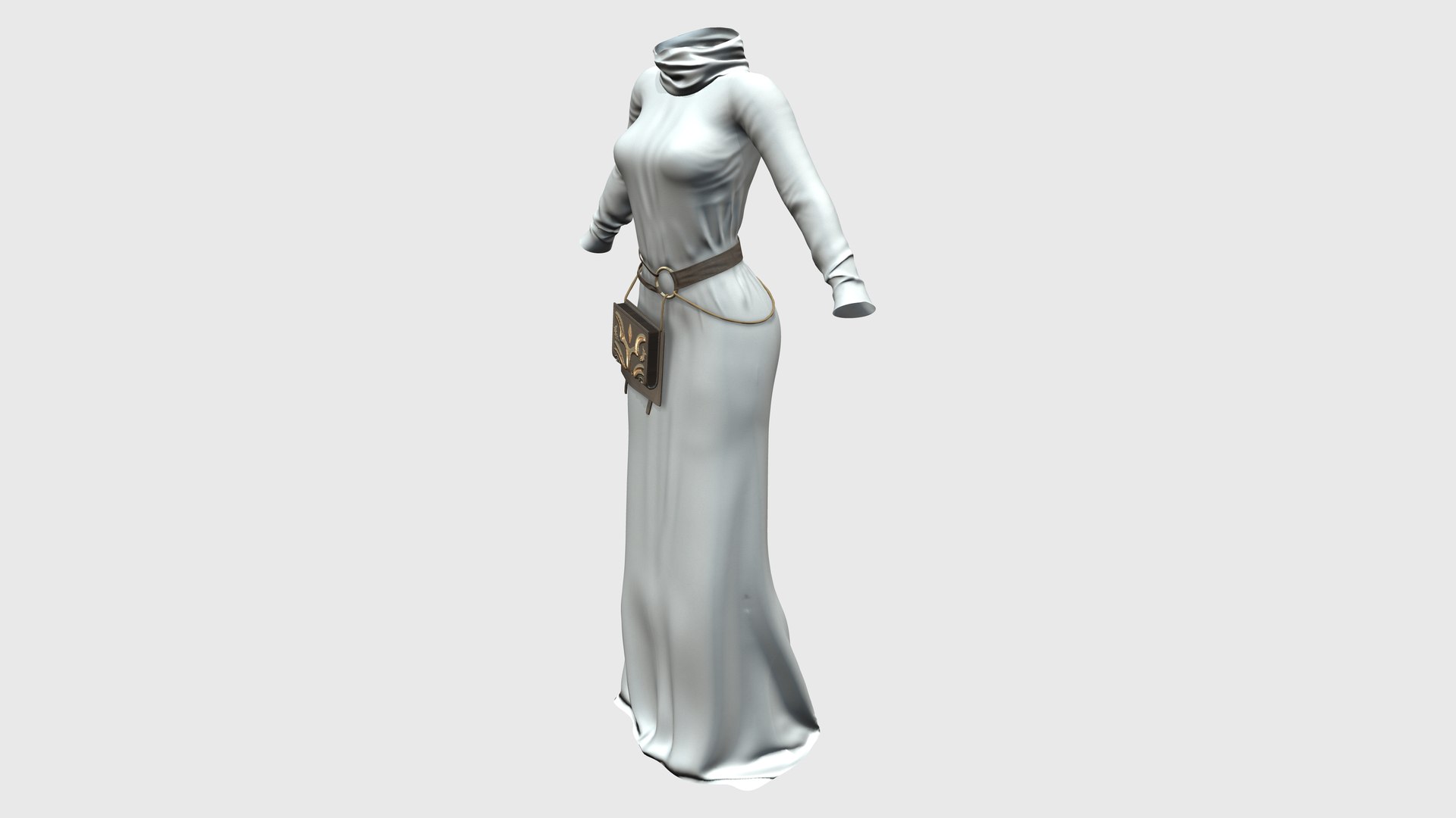 3D Female Space Monk Robe With Optional Book Belt Accessory ...