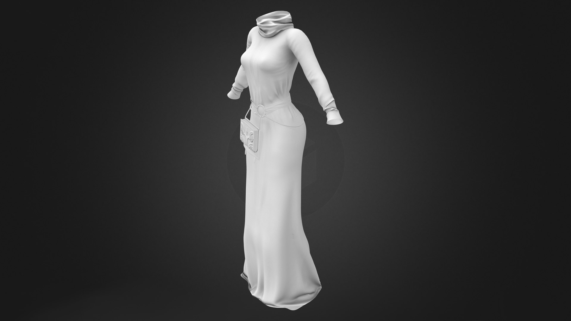 3D Female Space Monk Robe With Optional Book Belt Accessory ...