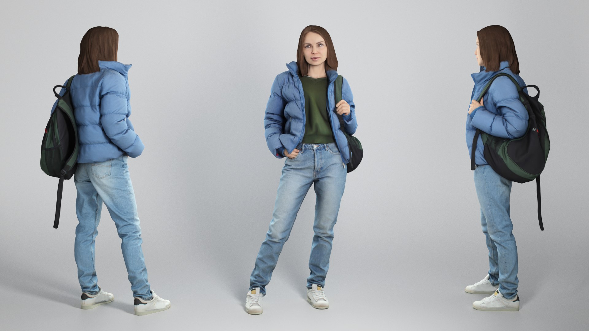 Beautiful woman in puffer jacket 310 3D model - TurboSquid 1856175