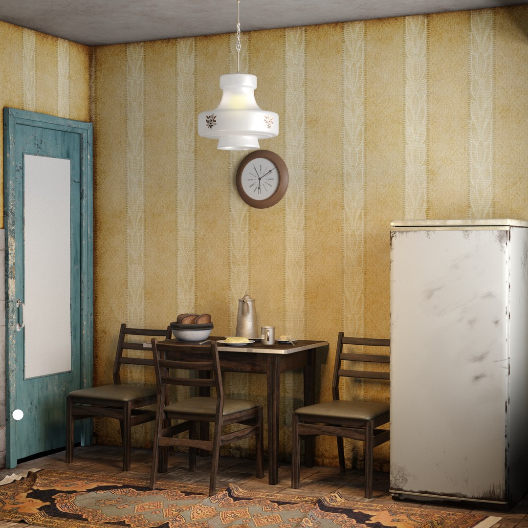 Old Kitchen Vintage Scene Interior 3D Model - TurboSquid 1631480