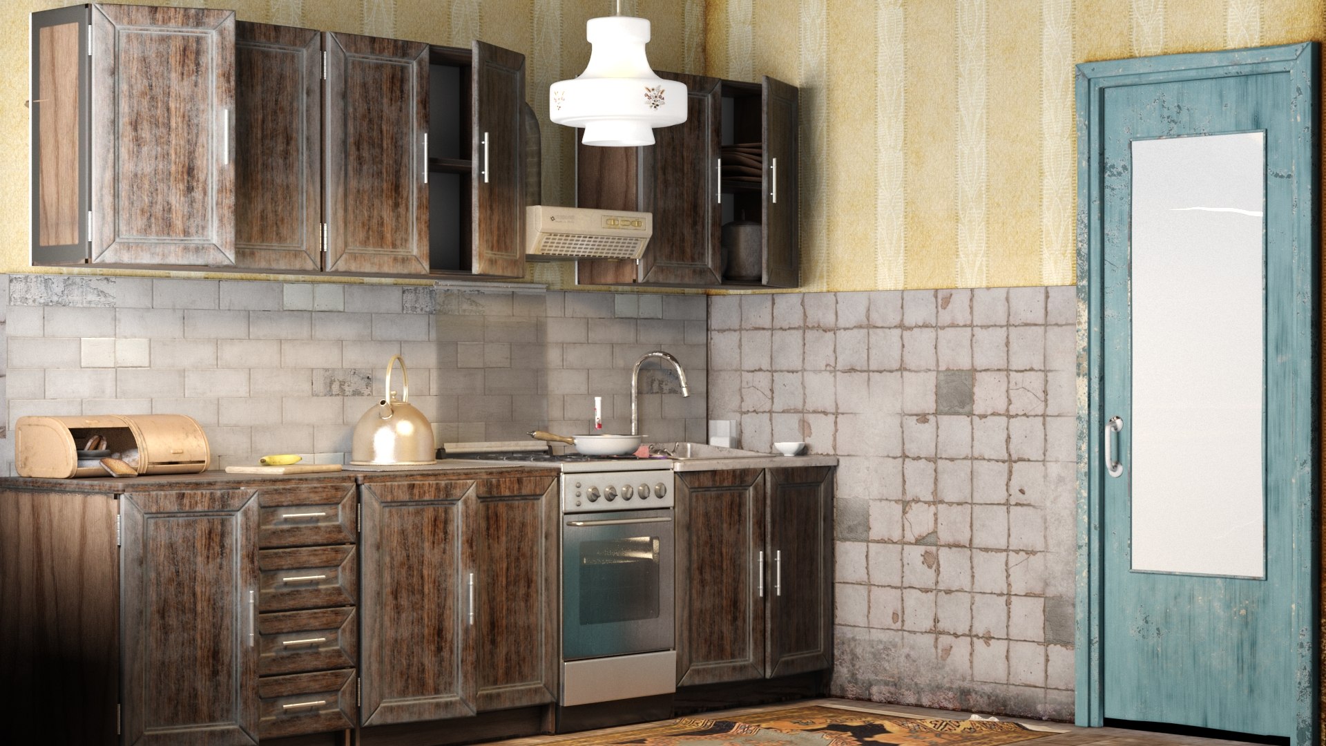 Old Kitchen Vintage Scene Interior 3D Model - TurboSquid 1631480