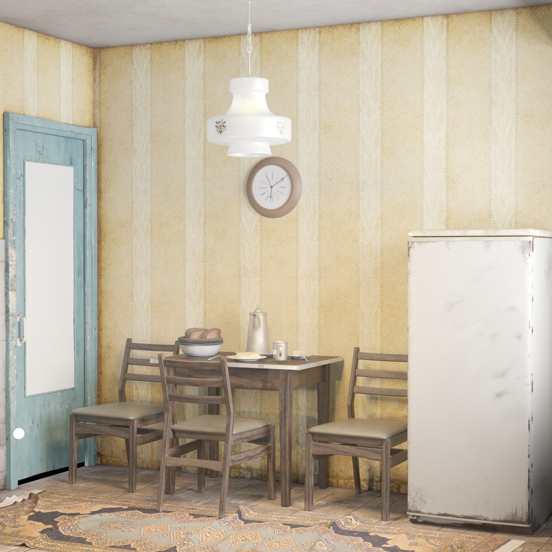 Old Kitchen Vintage Scene Interior 3D Model - TurboSquid 1631480