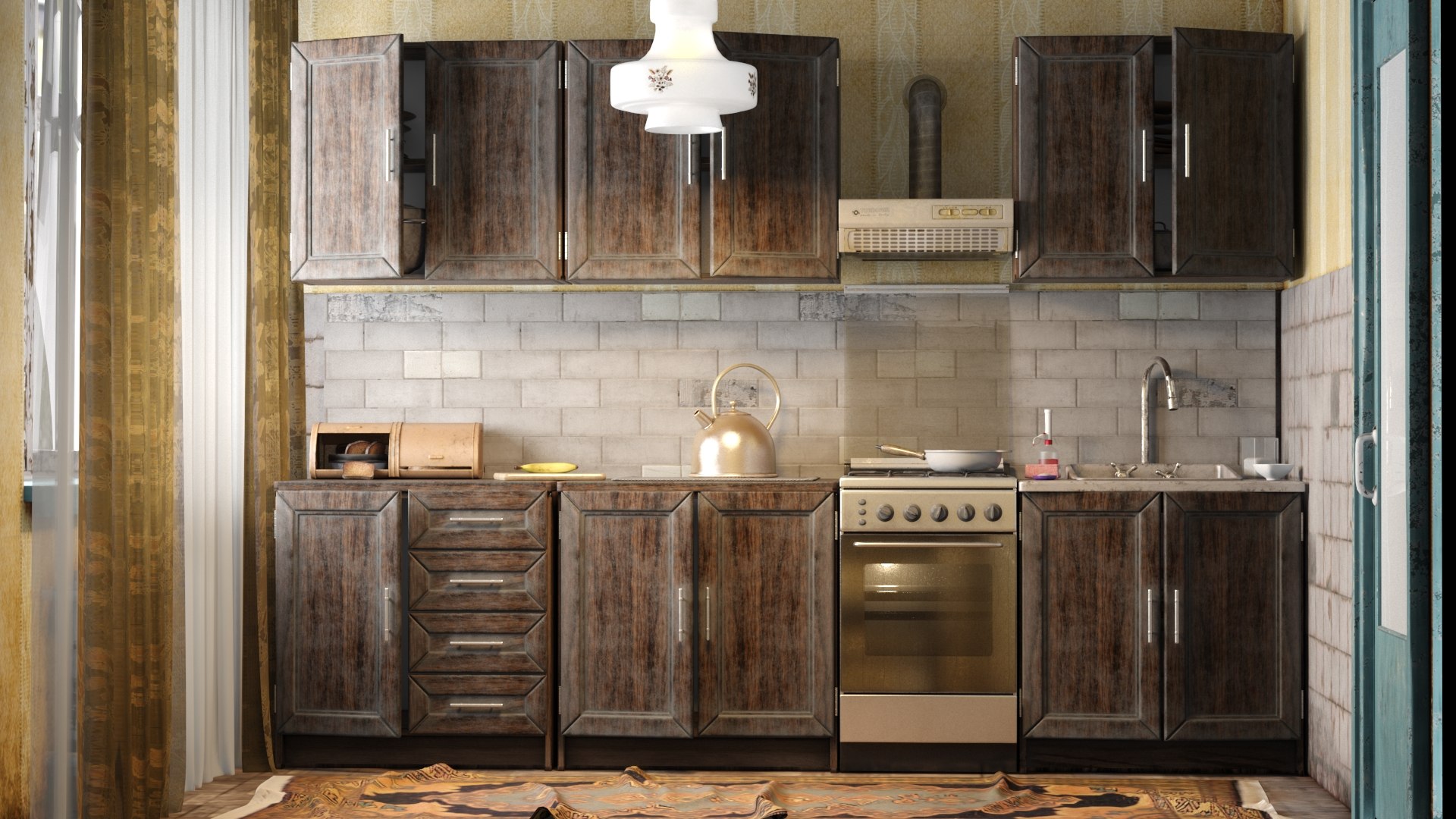 Old Kitchen Vintage Scene Interior 3D Model - TurboSquid 1631480