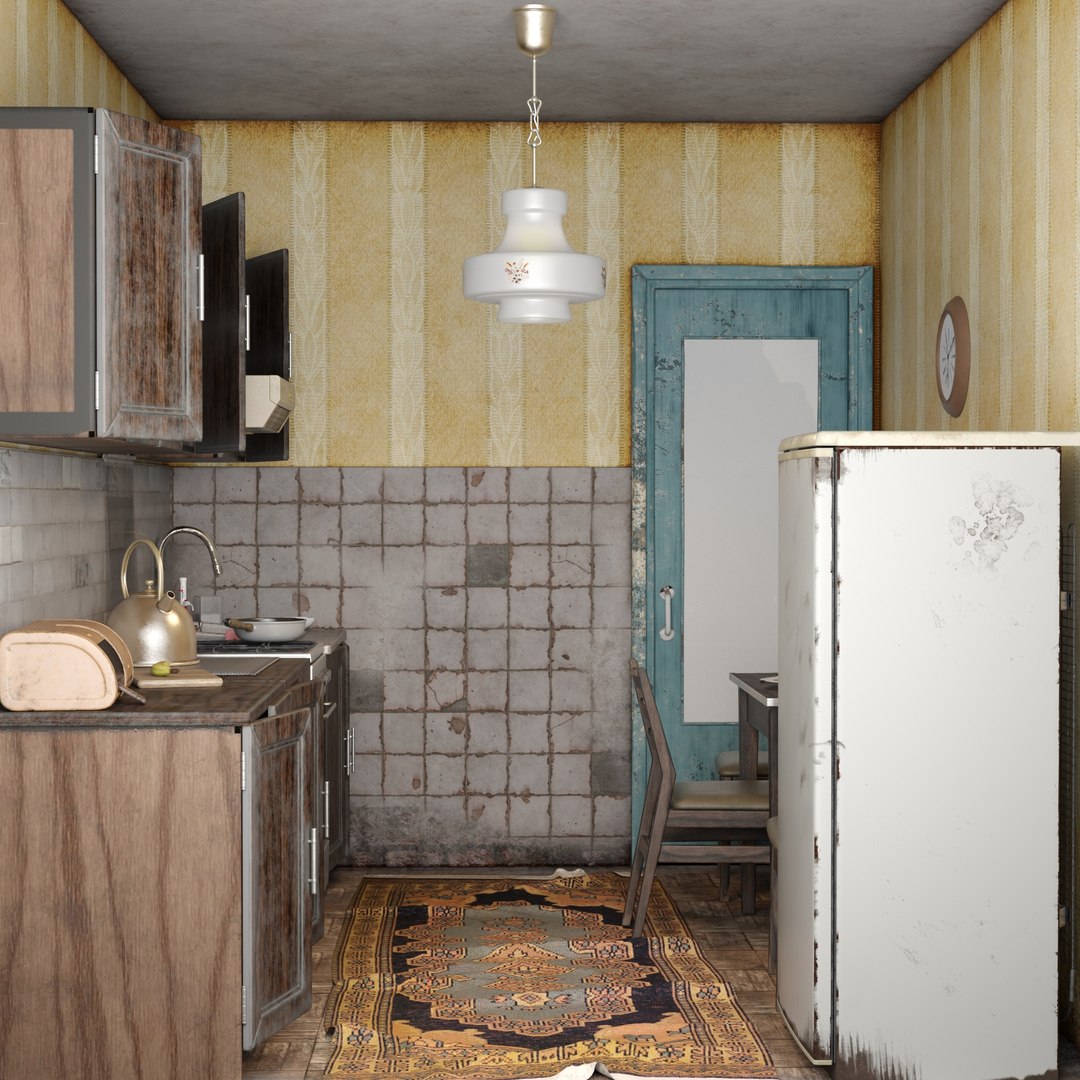 Old Kitchen Vintage Scene Interior 3D Model - TurboSquid 1631480