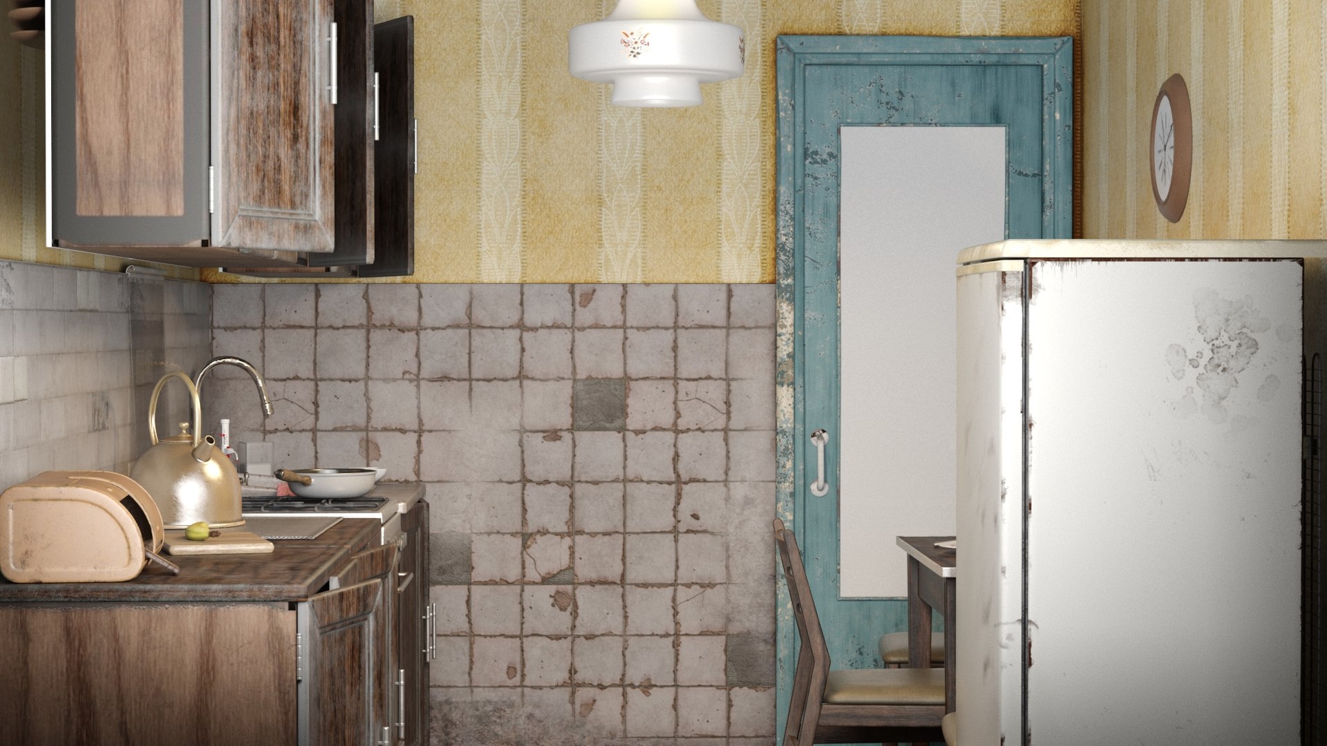 Old Kitchen Vintage Scene Interior 3D Model - TurboSquid 1631480