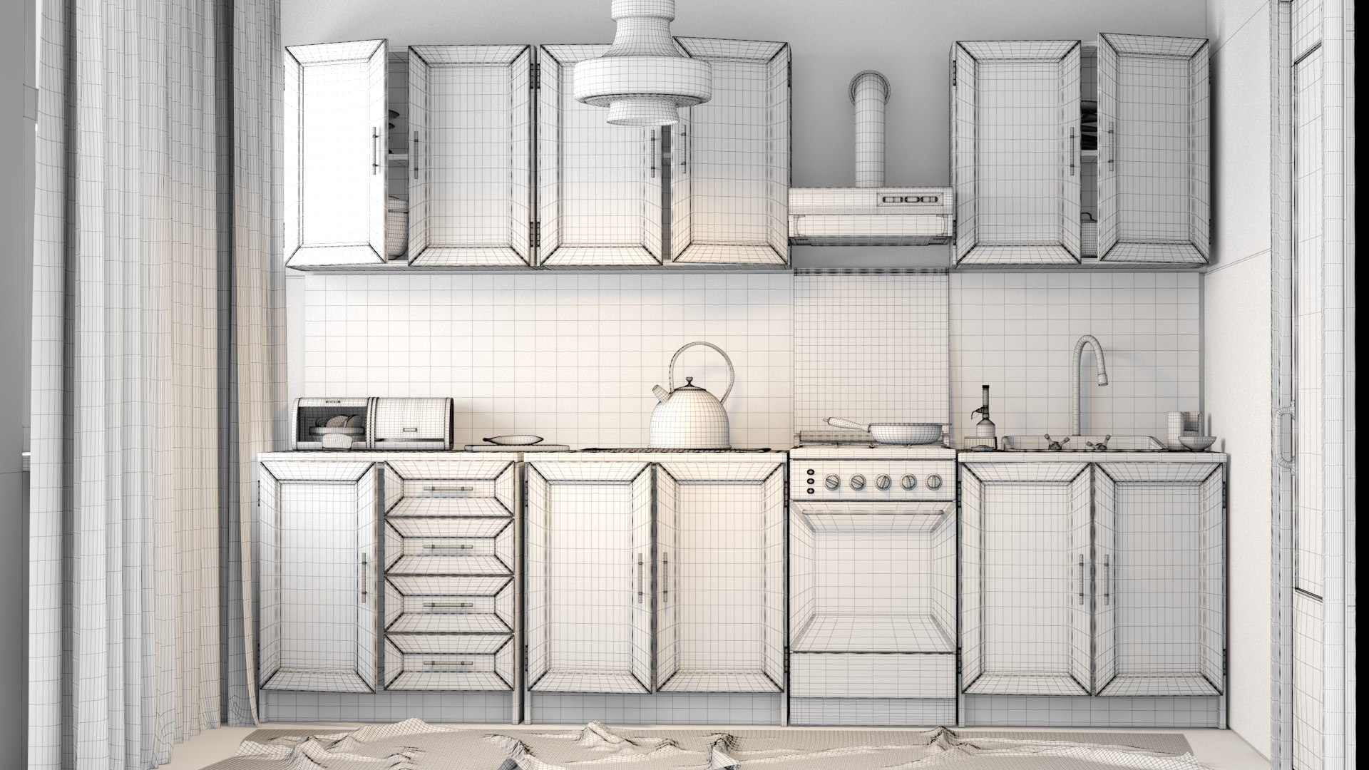 Old Kitchen Vintage Scene Interior 3D Model - TurboSquid 1631480
