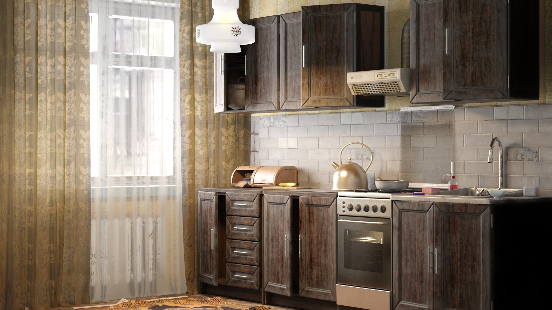 Old Kitchen Vintage Scene Interior 3D Model - TurboSquid 1631480