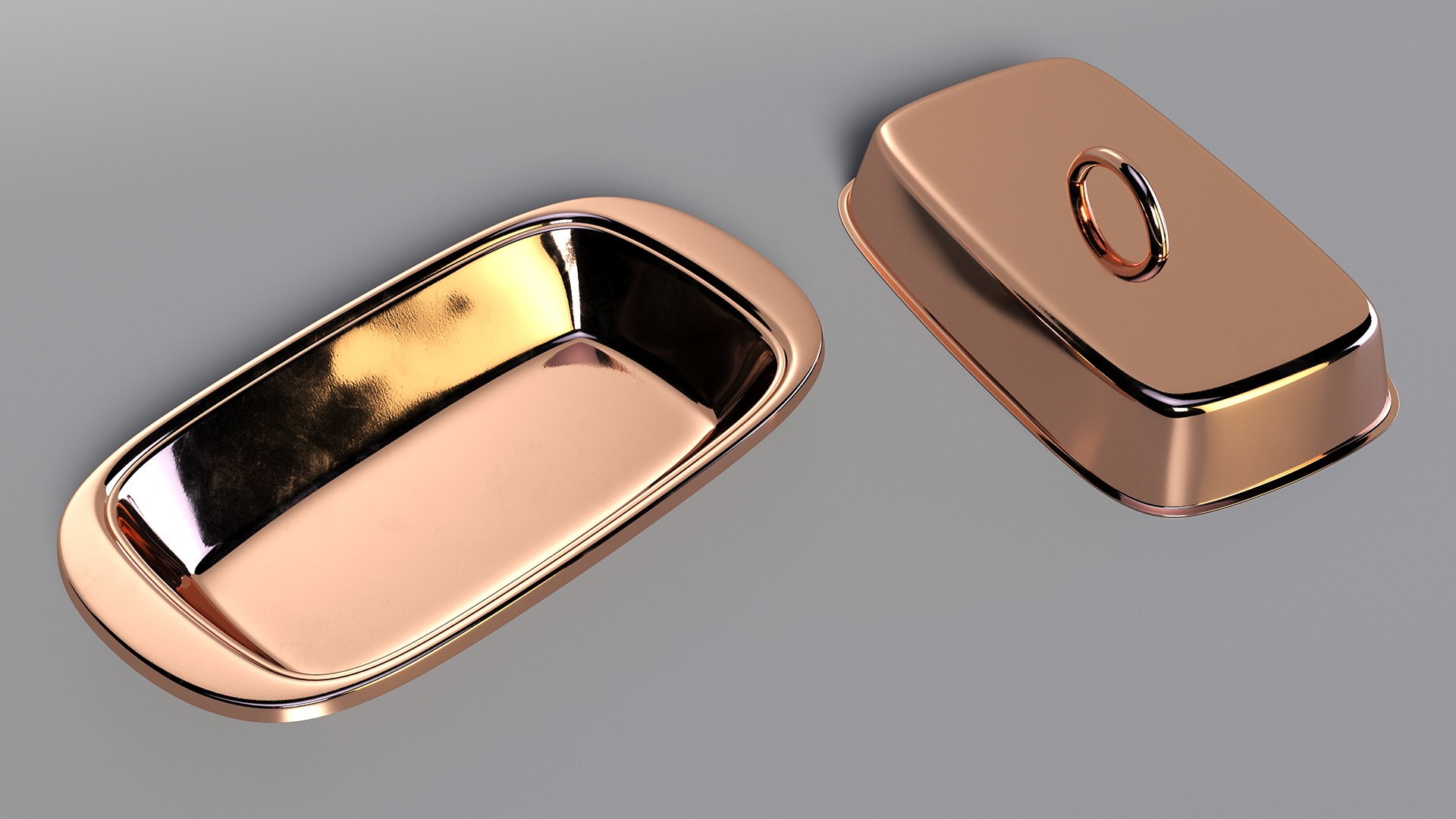 3D Copper Butter Dish Model - TurboSquid 2149863