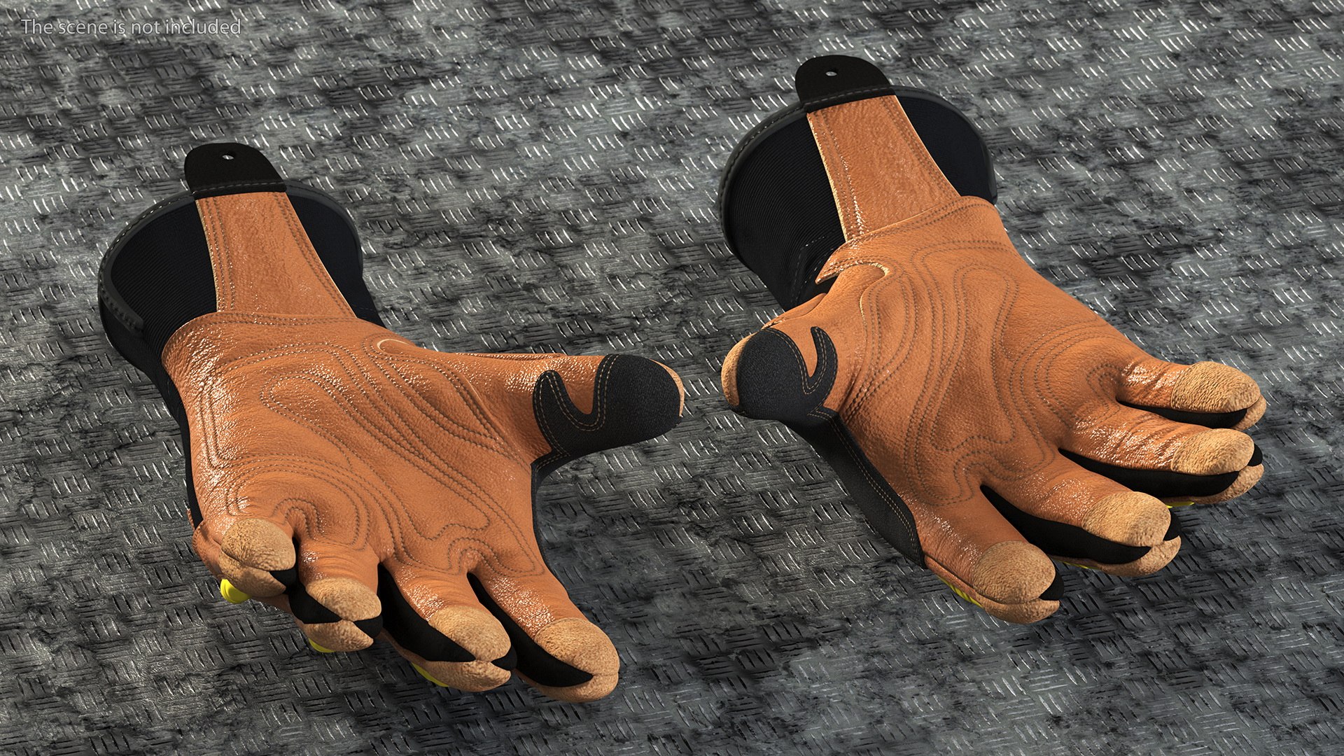 3D Safety Leather Neoprene Gloves with Knuckle Guards Rigged for Cinema ...