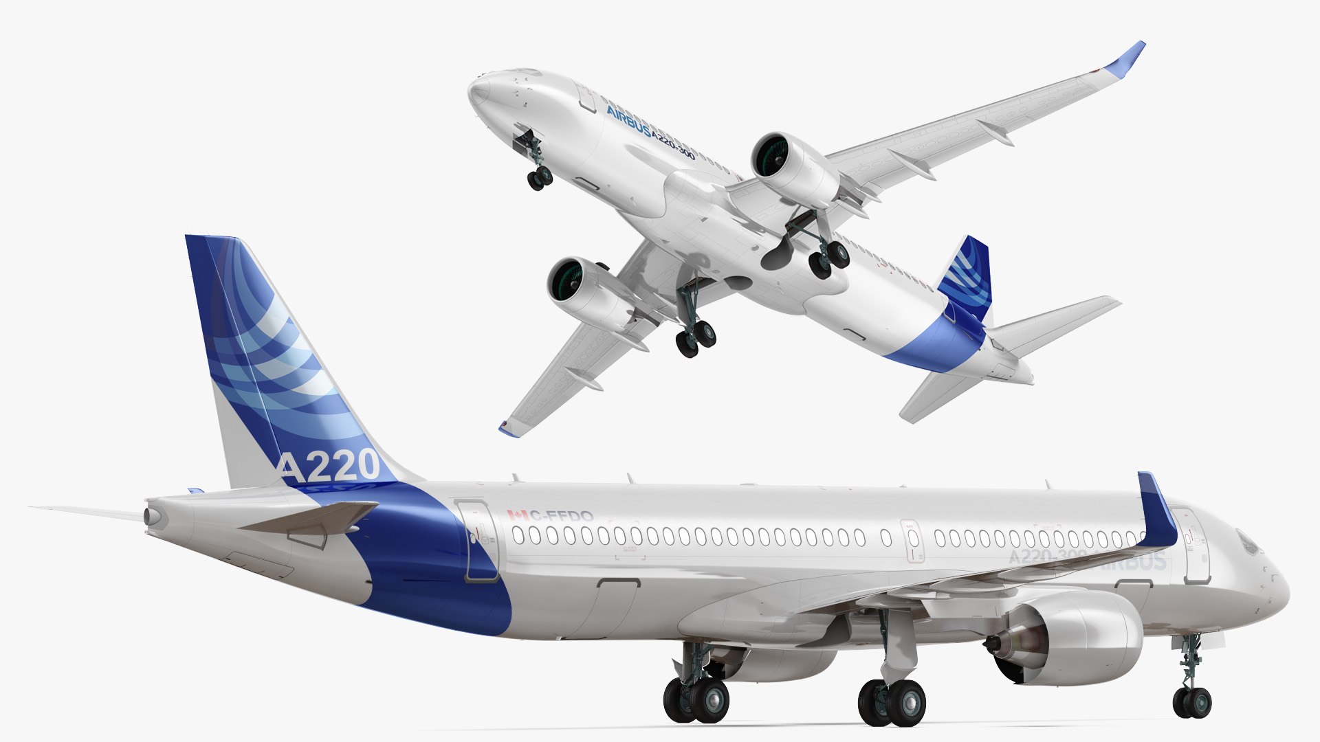 Airbus a220 300 simple 3D model - TurboSquid 1606046