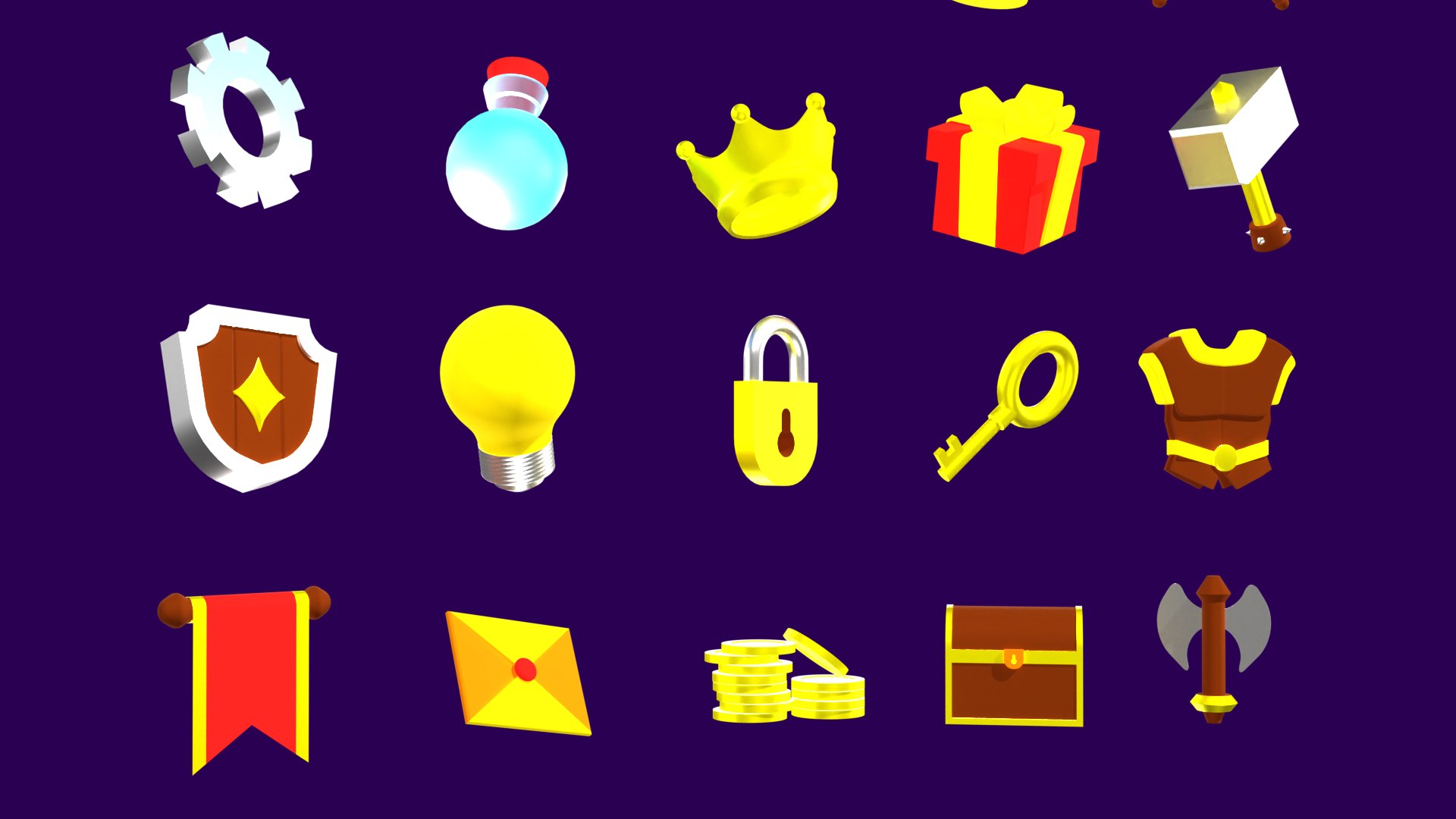 3D 25 3D Game Icon Pack - TurboSquid 2220265